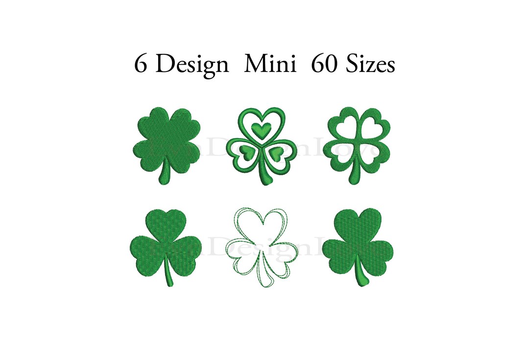Set Mini Shamrock Embroidery, Set Shamrock Embroidery, Mini Clover ...