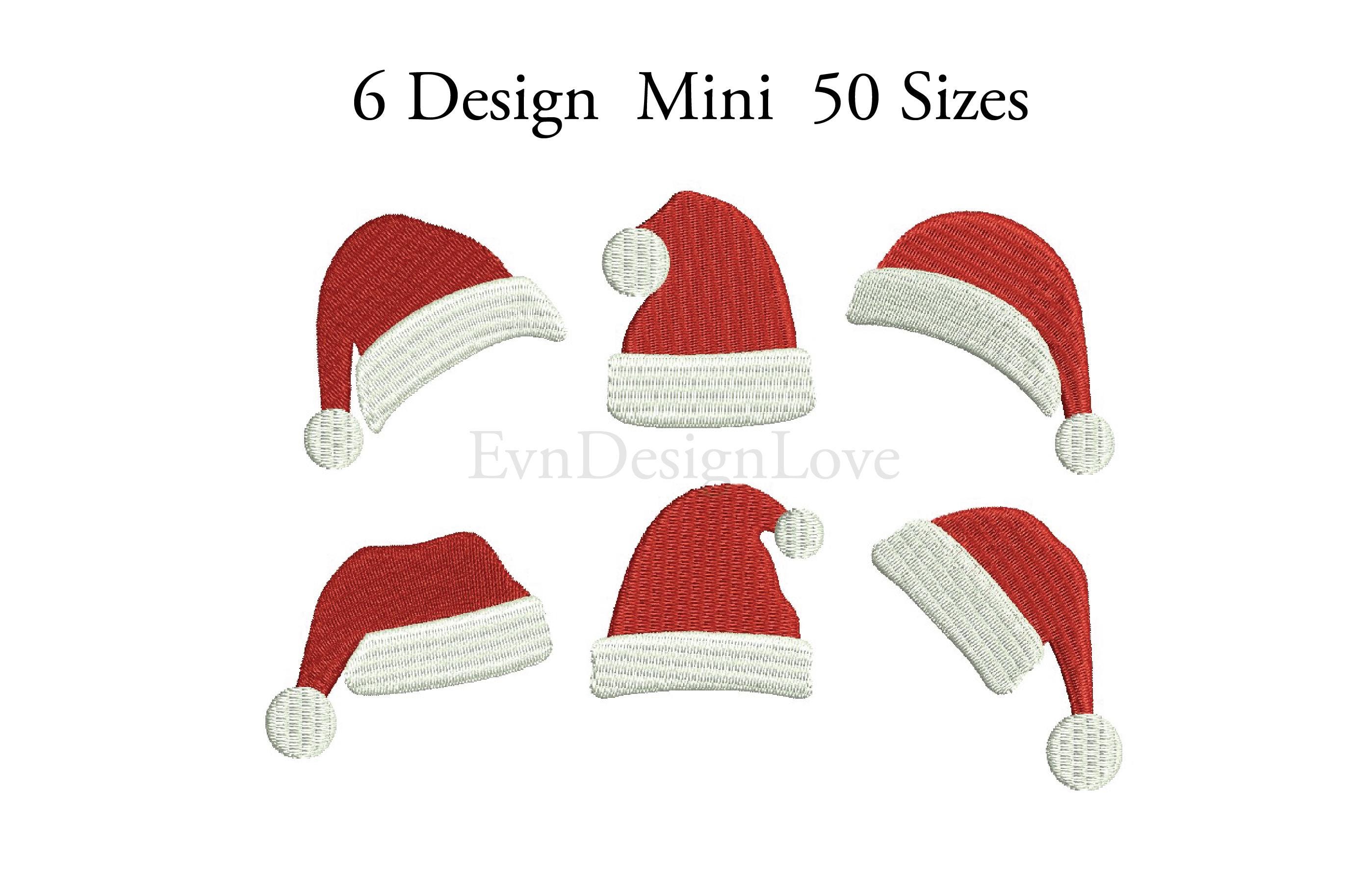 Set Mini Santa Hat Embroidery, Set Santa Hat Embroidery, Mini Santa Hat ...