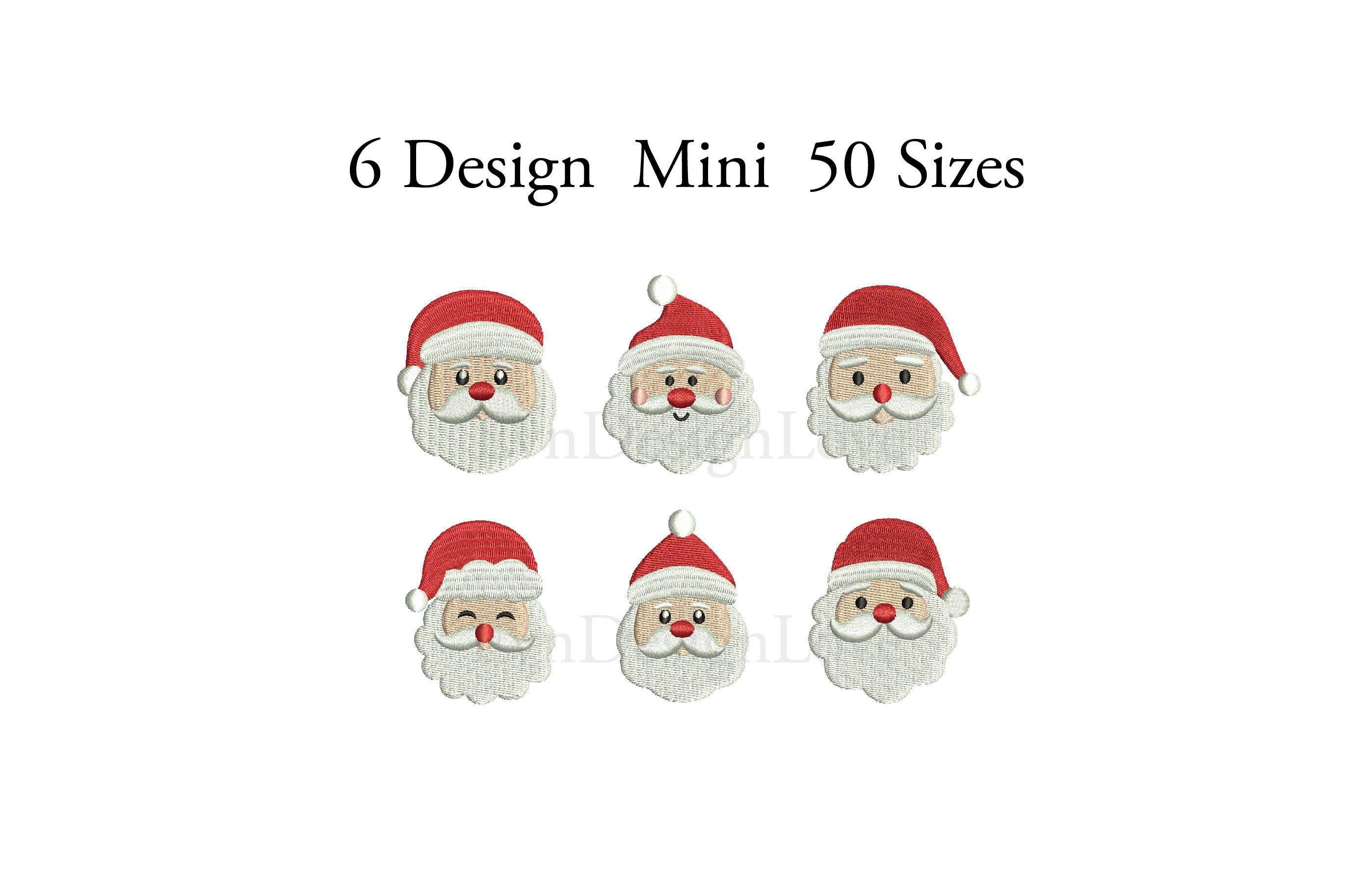 Set Mini Santa Face Embroidery, Set Santa Face Embroidery, Mini Santa ...