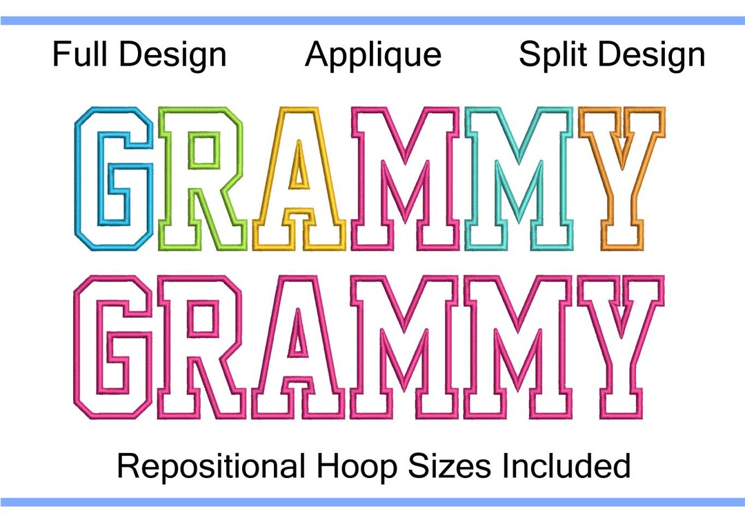 Grammy Applique , Machine Embroidery , Satin Stitch Design Mother's Day ...