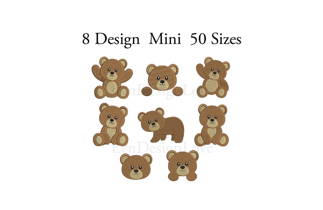 Set Mini Cute Bear Embroidery, Set Baby Bear Embroidery, Mini Bear ...