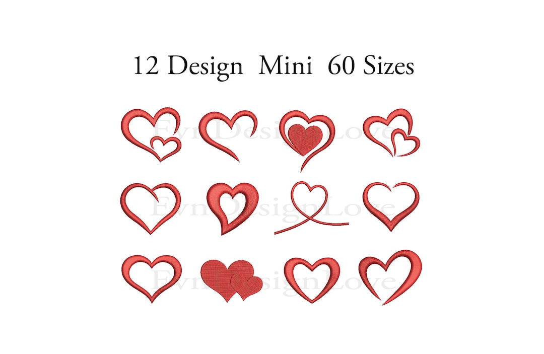 Set Mini Heart Embroidery, Set Heart Embroidery, Mini Heart Machine ...