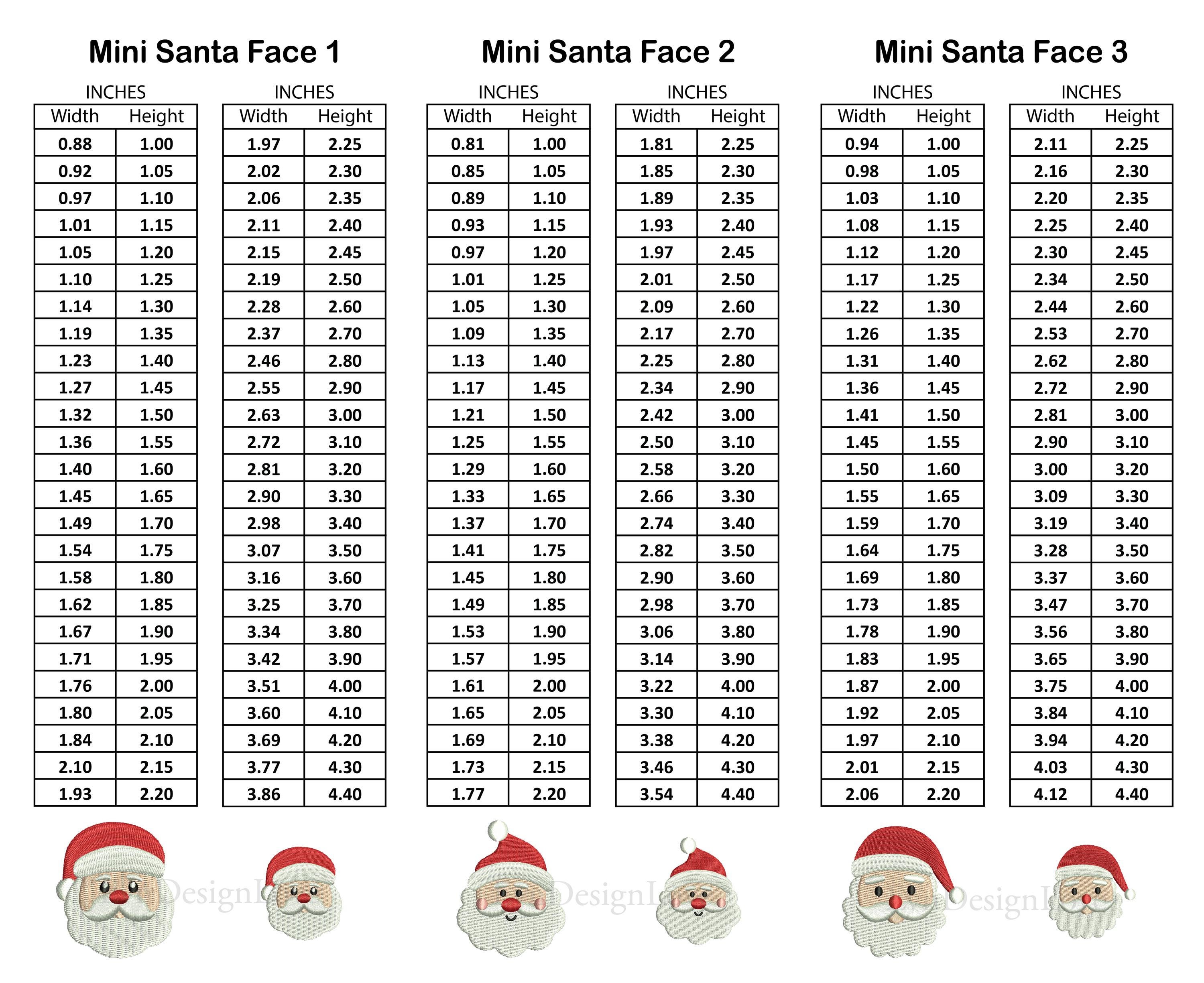Set Mini Santa Face Embroidery, Set Santa Face Embroidery, Mini Santa ...