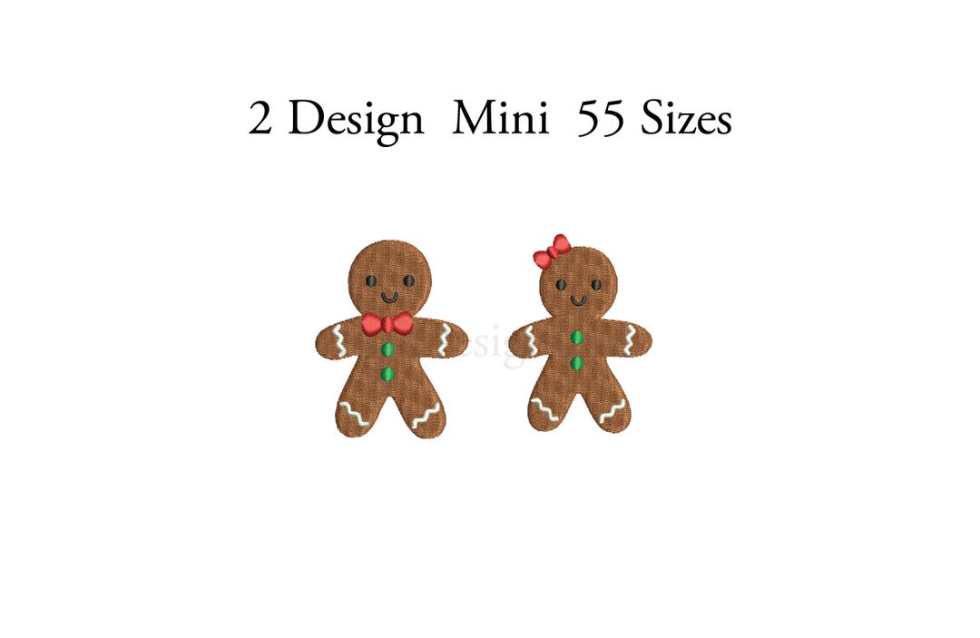 Mini Gingerbread Embroidery Design, Mini Gingerbread Boy & Girl ...