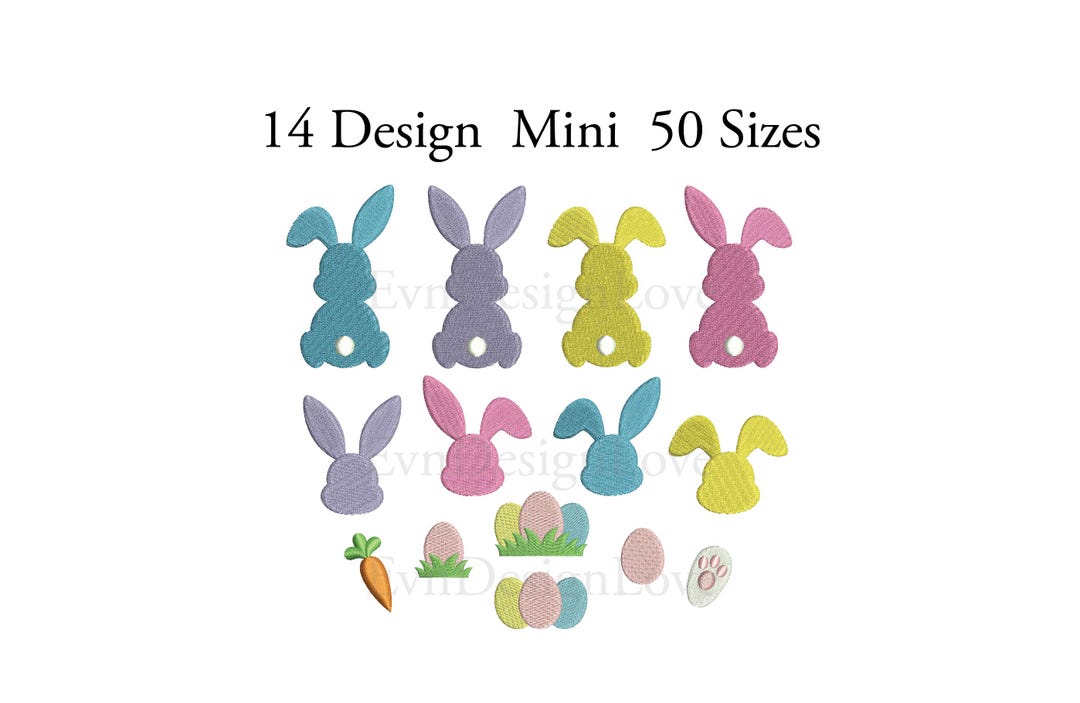 Set Mini Easter Bunny Embroidery, Set Easter Bunny Embroidery, Mini ...