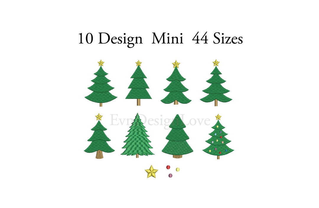 Set Mini Christmas Tree Embroidery, Set Christmas Tree Embroidery, Mini ...