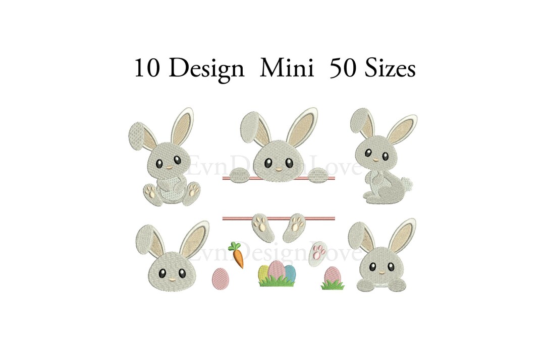 Set Mini Easter Bunny Embroidery, Set Easter Bunny Embroidery, Mini ...