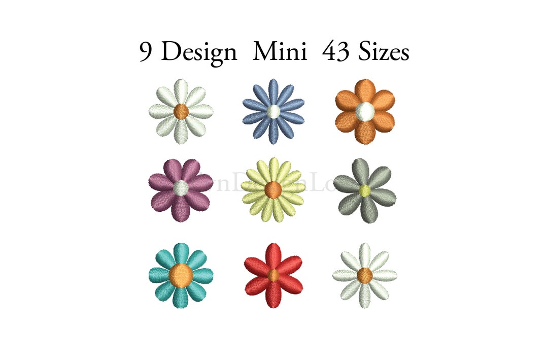 Set Mini Flowers Embroidery, Set Flowers Embroidery, Retro Mini Flowers ...