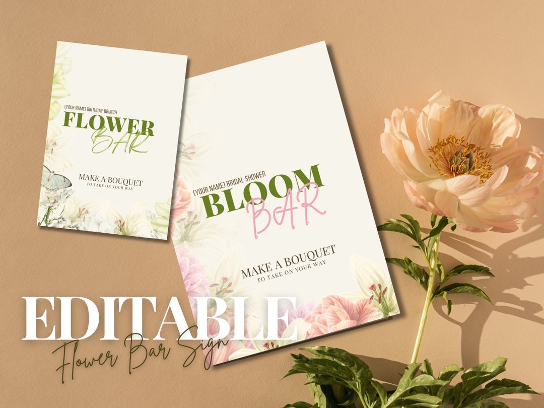 Editable Canva DIY Flower Bar, Bloom Bar Sign Template | Perfect for ...