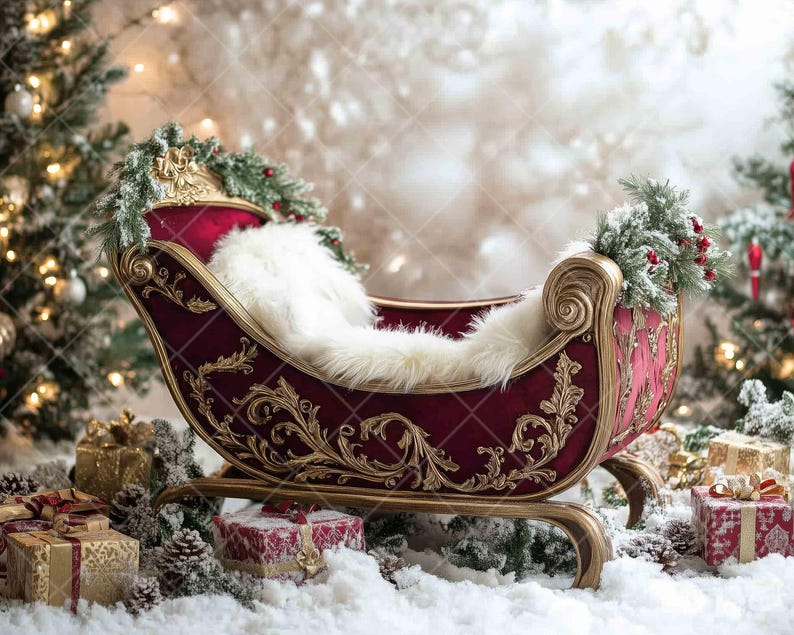 Christmas Sleigh Newborn Backdrop - Etsy