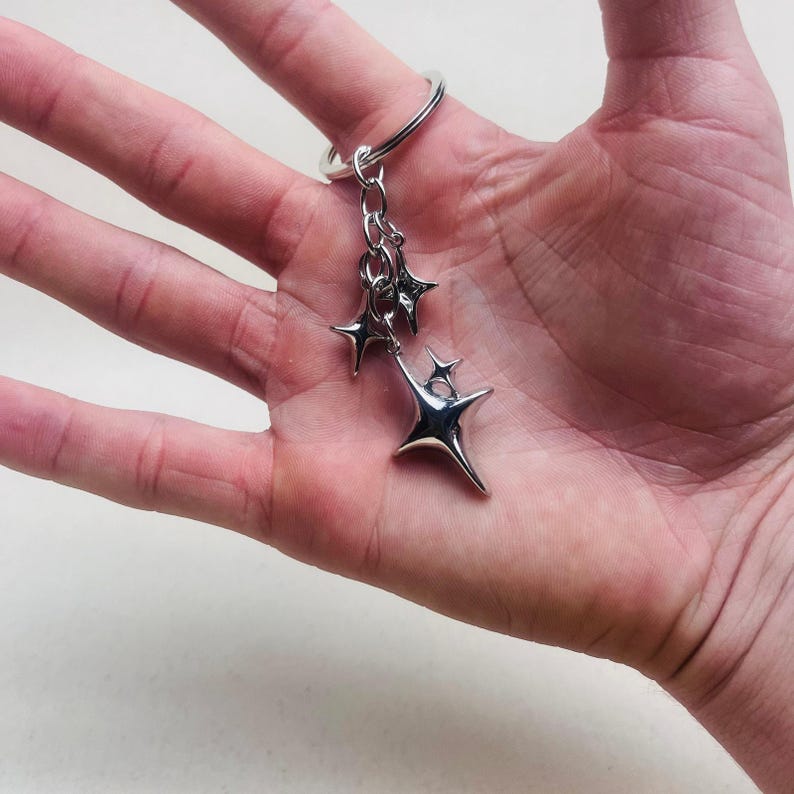 Y2k 2000s Silver Star Keychain - Etsy