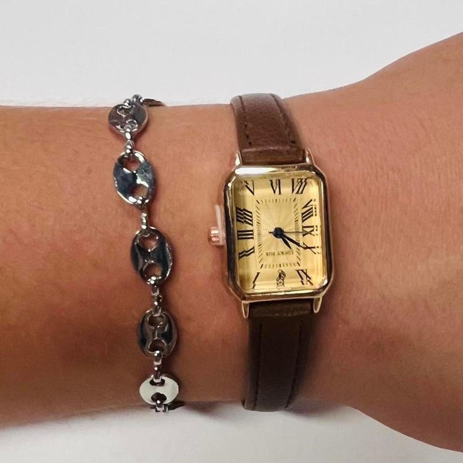 2000s Vintage Style Rectangular Gold Luxury Watch With Leather Band - Etsy