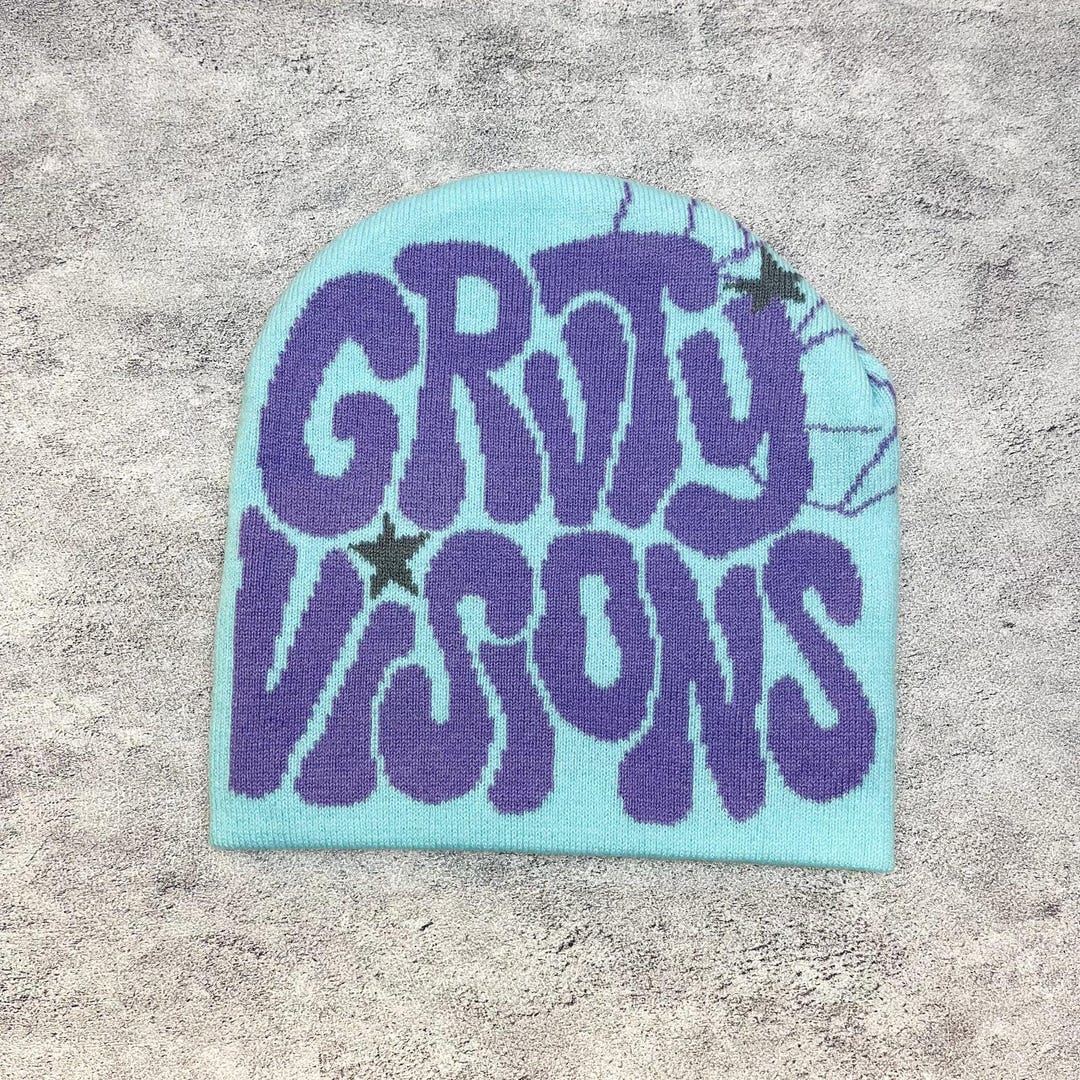 Y2k 2000s Grunge Gothic Spiderweb Blue Grvty Visions Beanie - Etsy