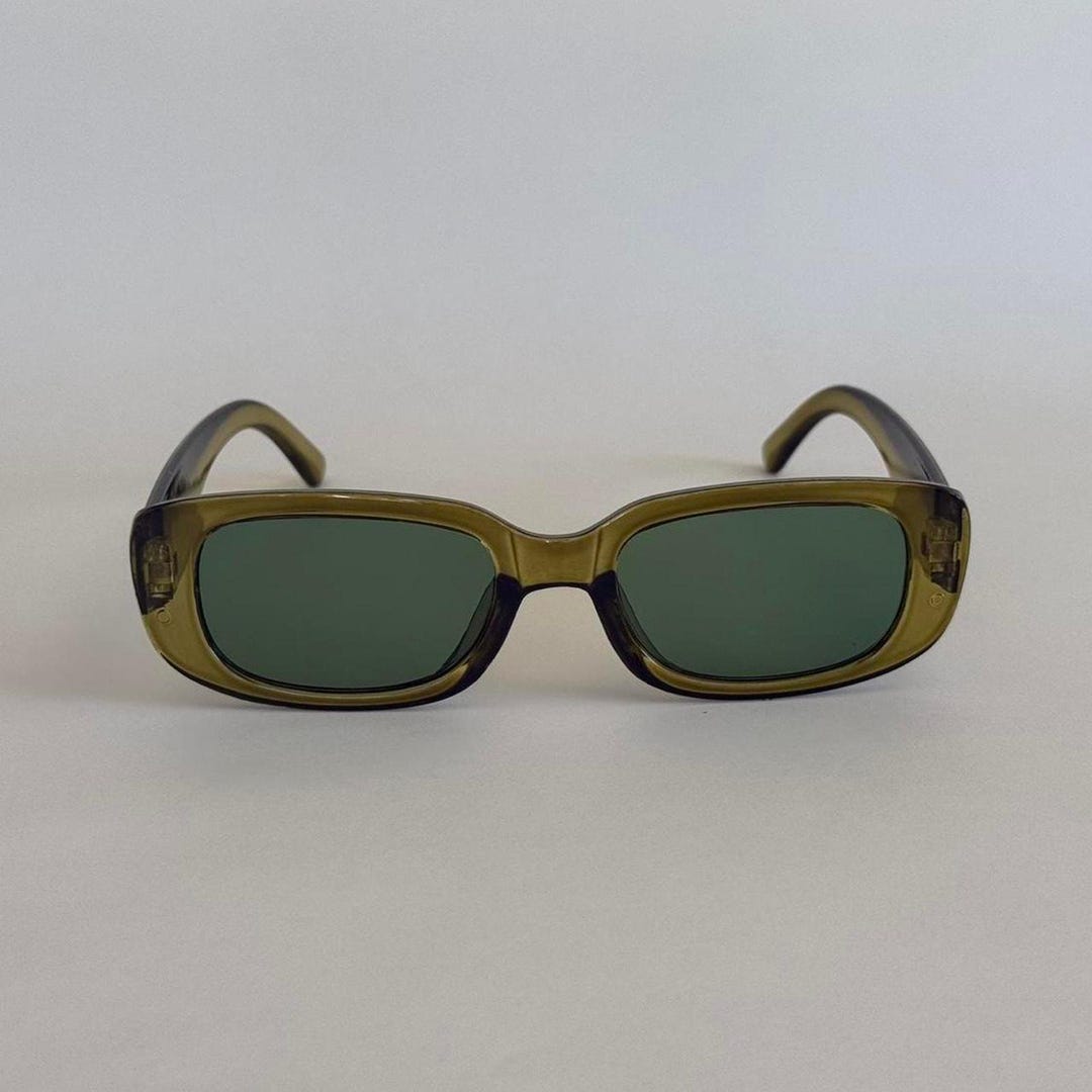 Y2K Green Clout Goggles Rounded Square Sunglasses Unisex Retro UVA UVB ...