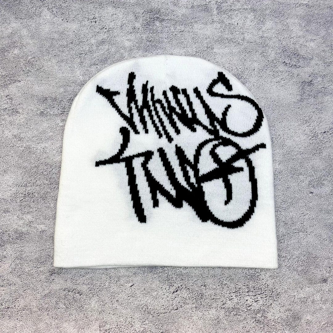 Grunge Gothic Punk White and Black Graffiti Beanie - Etsy