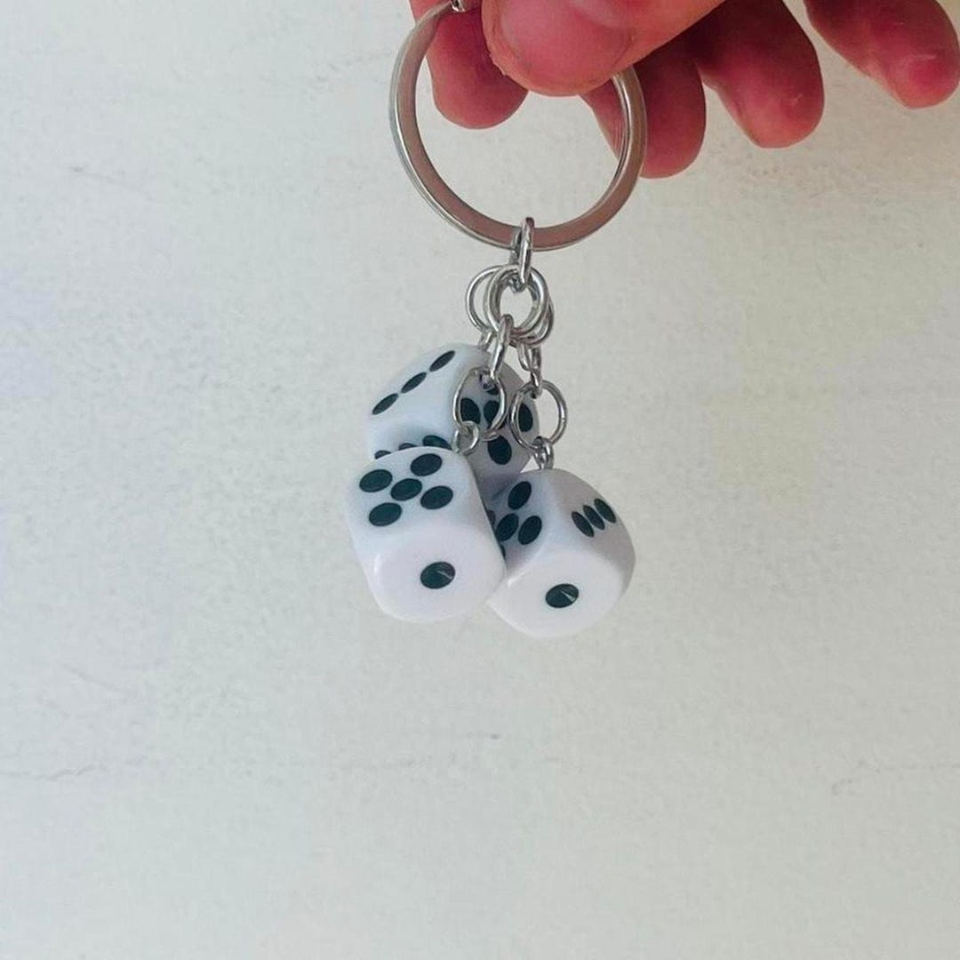 Y2k 2000s Vintage Style White Dice Key Chain - Etsy