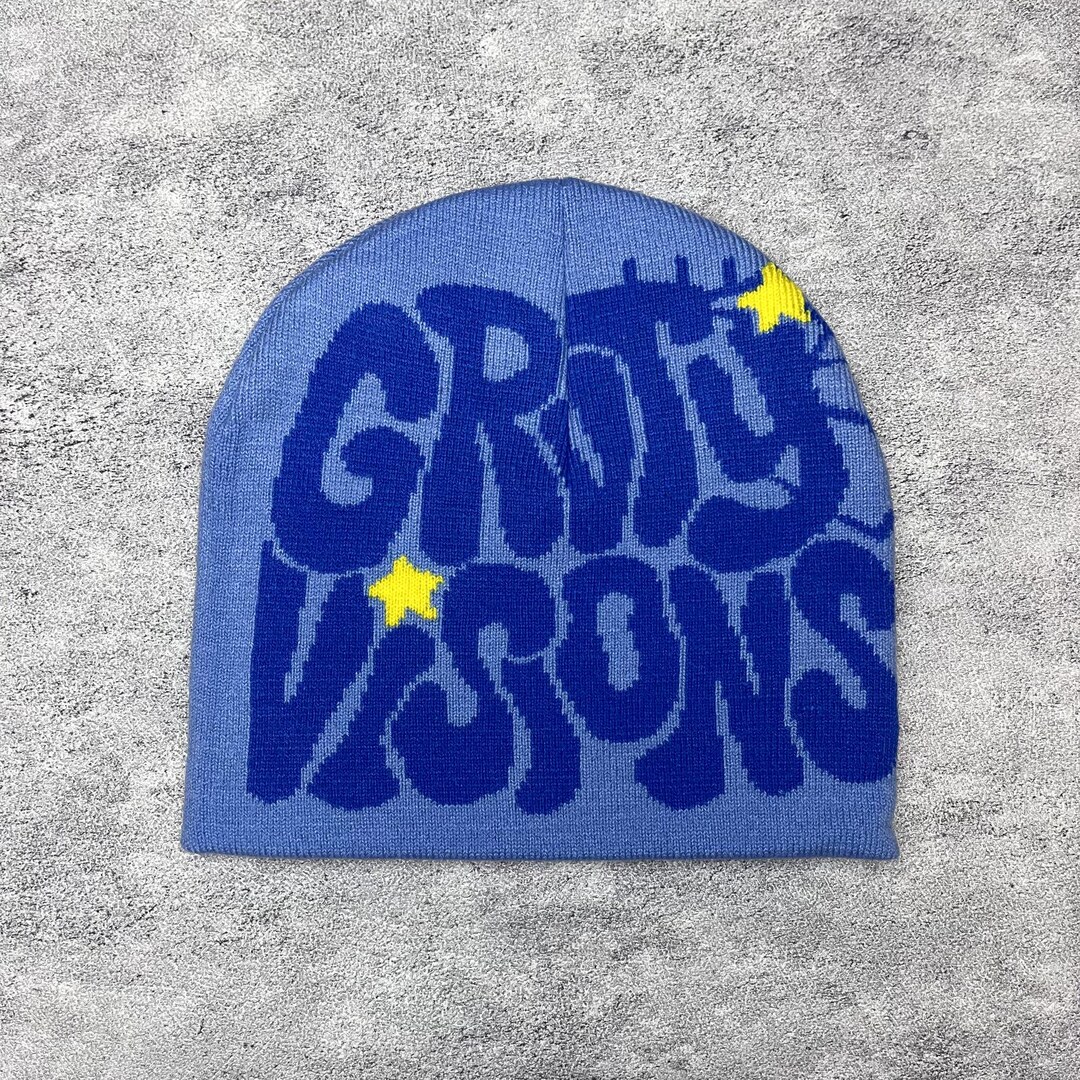 Y2k 2000s Grunge Gothic Spiderweb Blue Grvty Visions Beanie - Etsy