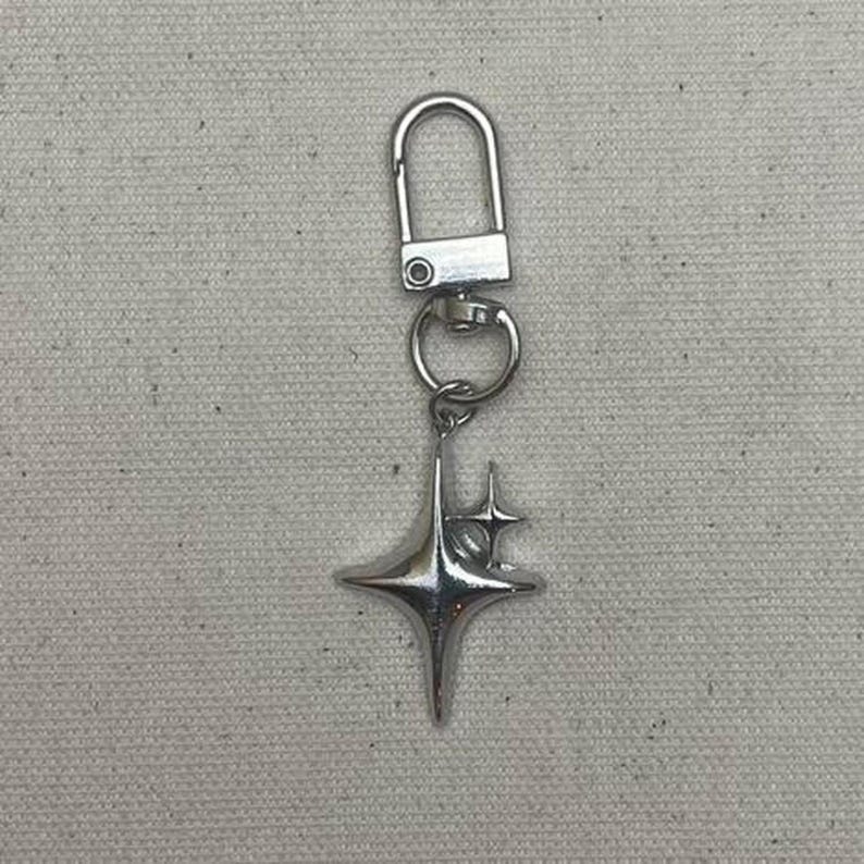 Y2k 2000s Silver Star Keychain - Etsy