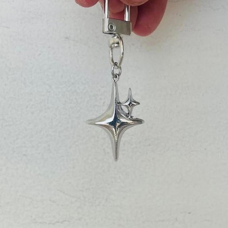 Y2k 2000s Silver Star Keychain - Etsy