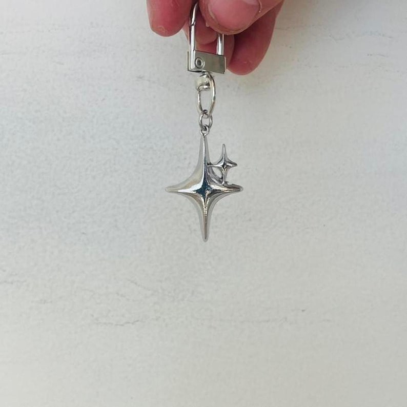 Y2k 2000s Silver Star Keychain - Etsy