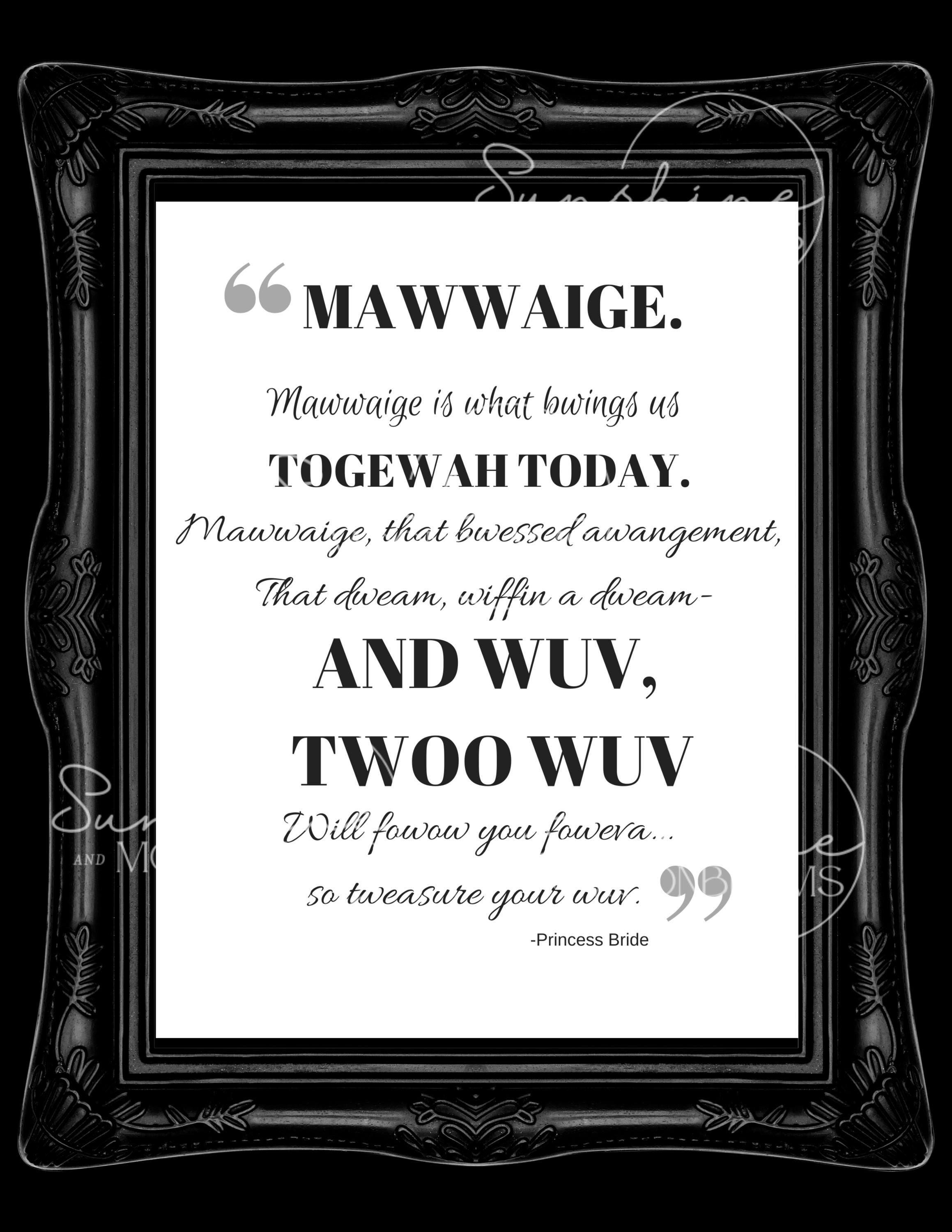 The Princess Bride Inspired Wedding Quote | Digital Download | Wedding ...