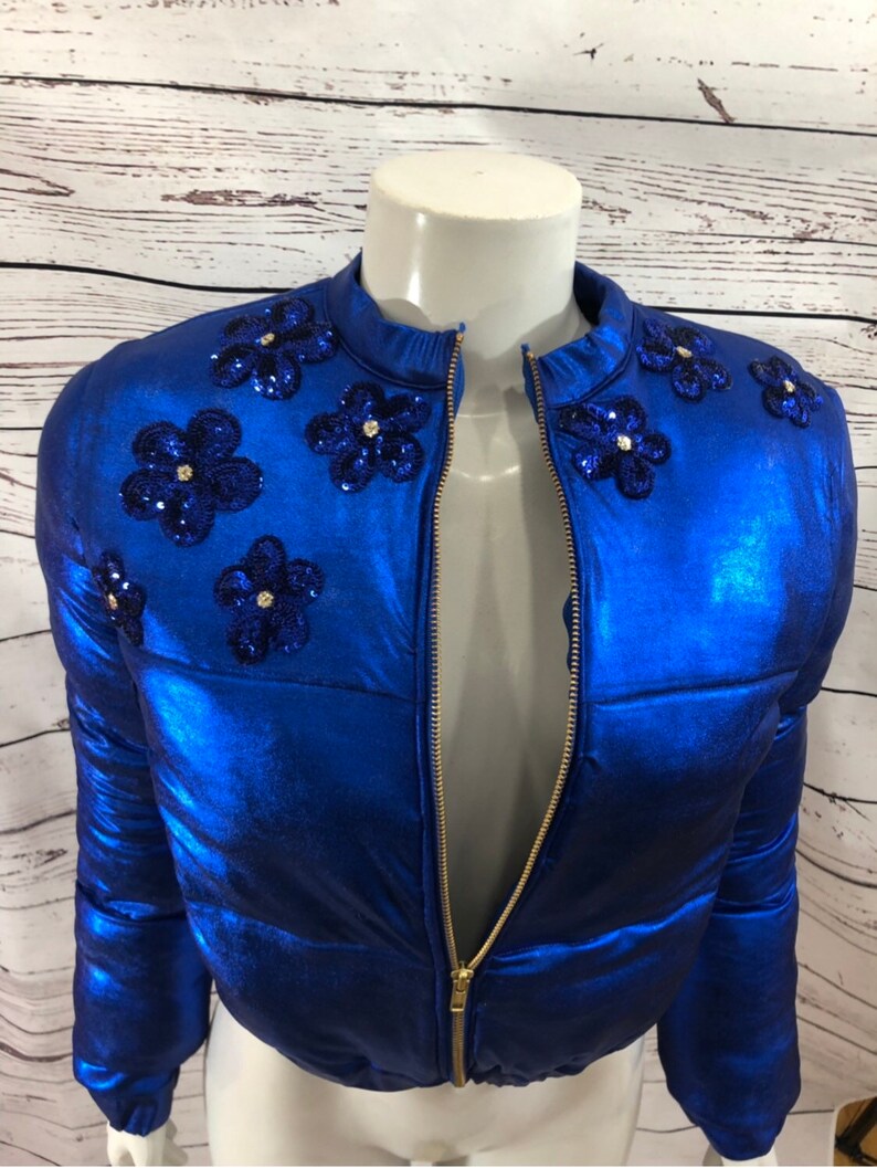 Blue Bubble Coat, Blue Bubble Jacket, Bubble Jacket, Cropped Bubble ...