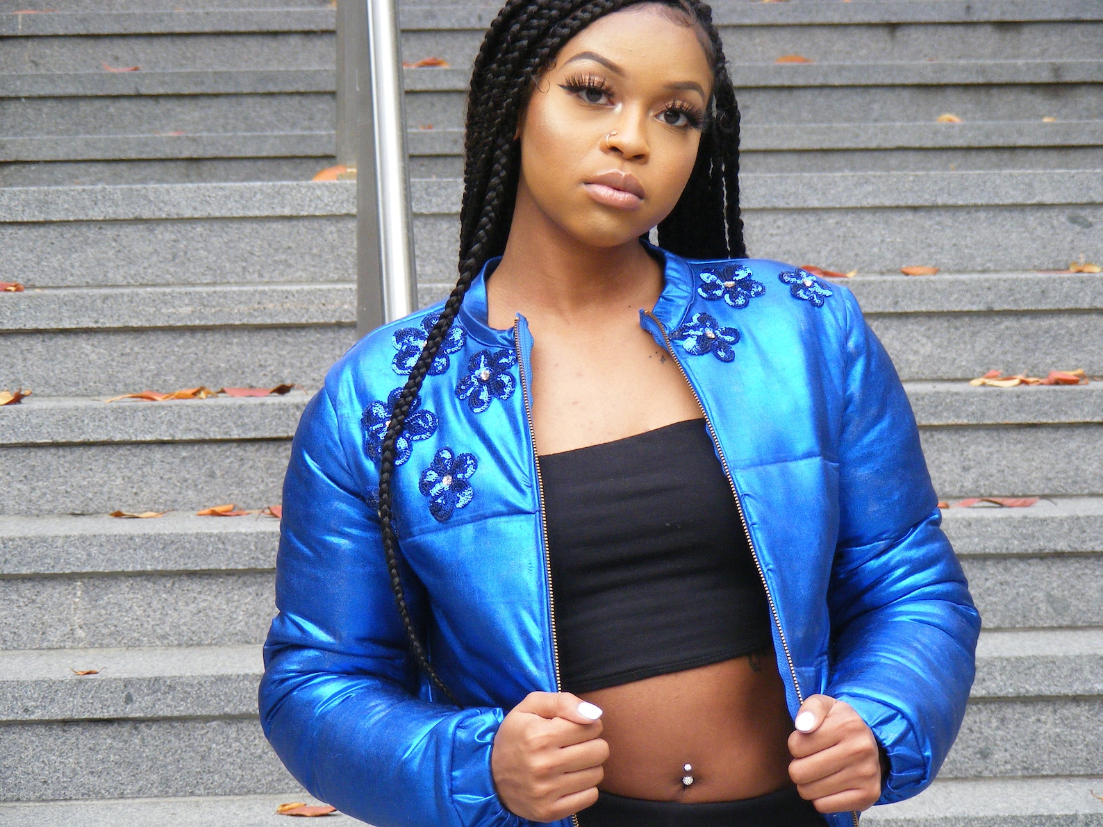 Blue Bubble Coat, Blue Bubble Jacket, Bubble Jacket, Cropped Bubble ...