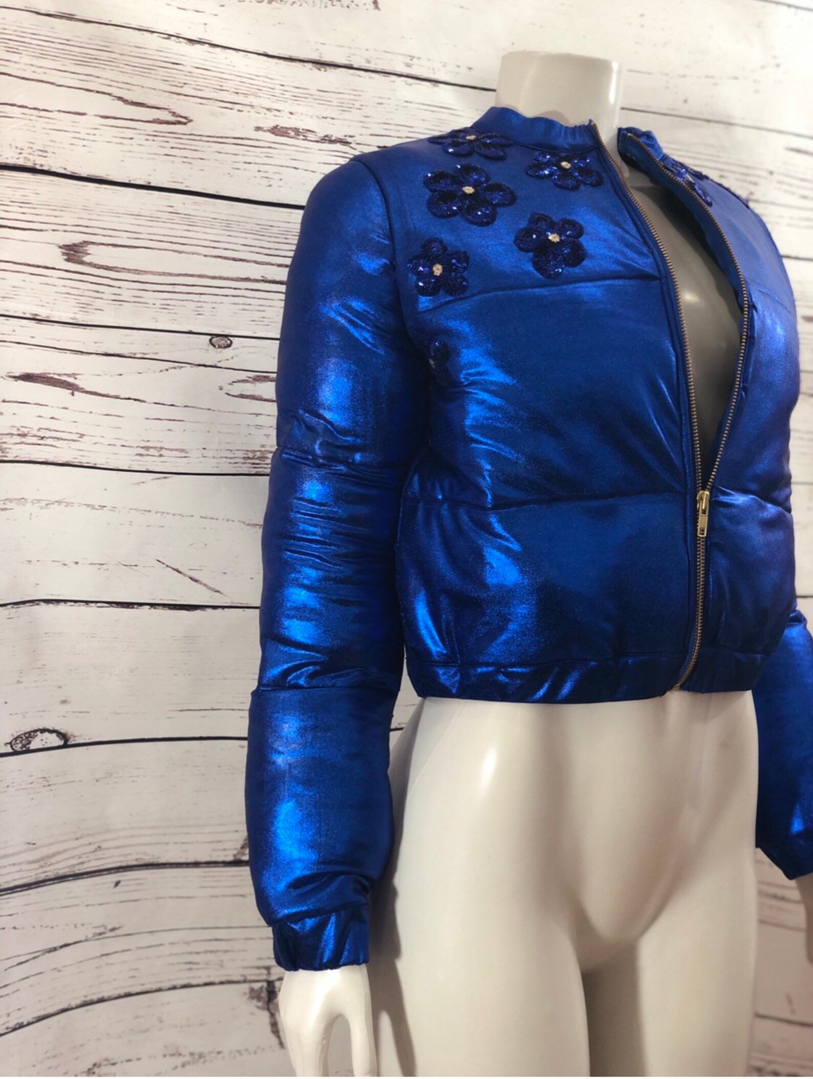 Blue Bubble Coat, Blue Bubble Jacket, Bubble Jacket, Cropped Bubble ...