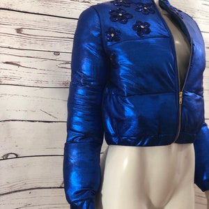 Blue Bubble Coat, Blue Bubble Jacket, Bubble Jacket, Cropped Bubble ...