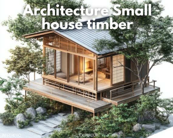 Architecture Small House Timber Material Isolated White Background ...