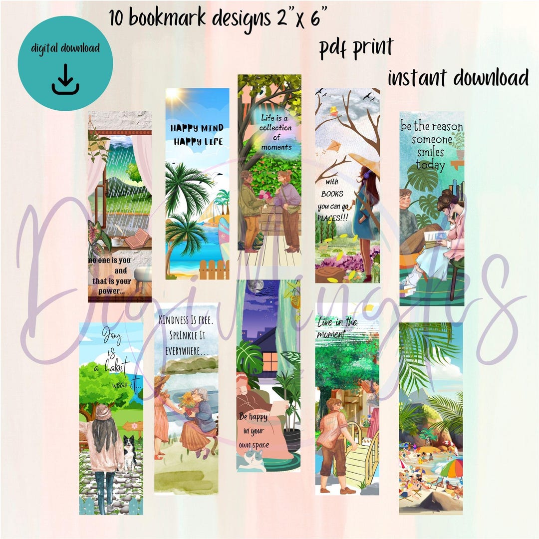 Set of 10 Printable Bookmarkers/digital Download/book Lovers Gifts ...