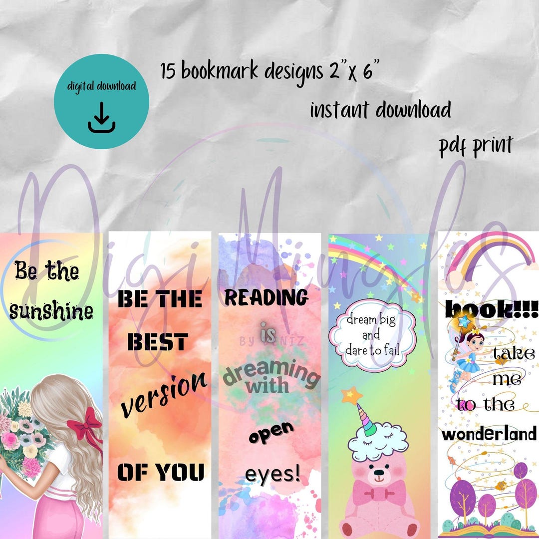 Set of 15 Printable Bookmarkers/digital Download/book Lovers Gifts ...