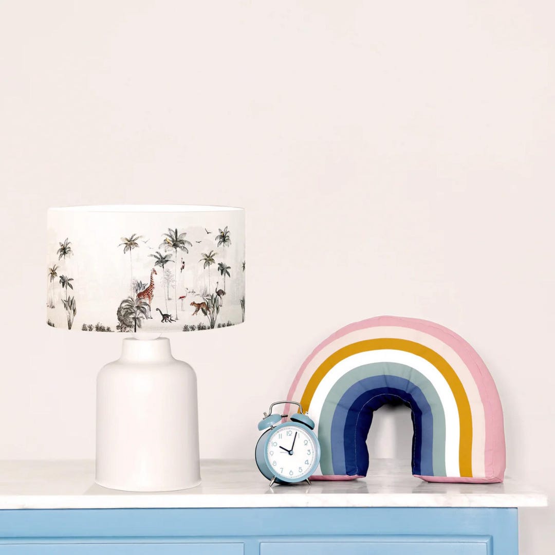 Jungle-themed Kids Table Lamp – Safari Nursery Night Light – Fabric ...