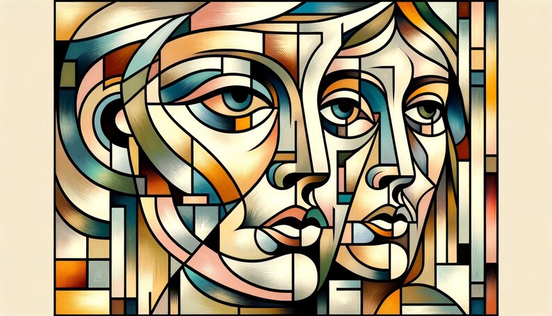Abstract Cubist Faces, Portraits, Digital Art Print, Digital Download ...