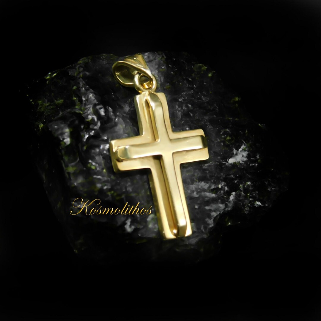 Solid 10K Gold Cross Pendant, Baptism Gift - Etsy