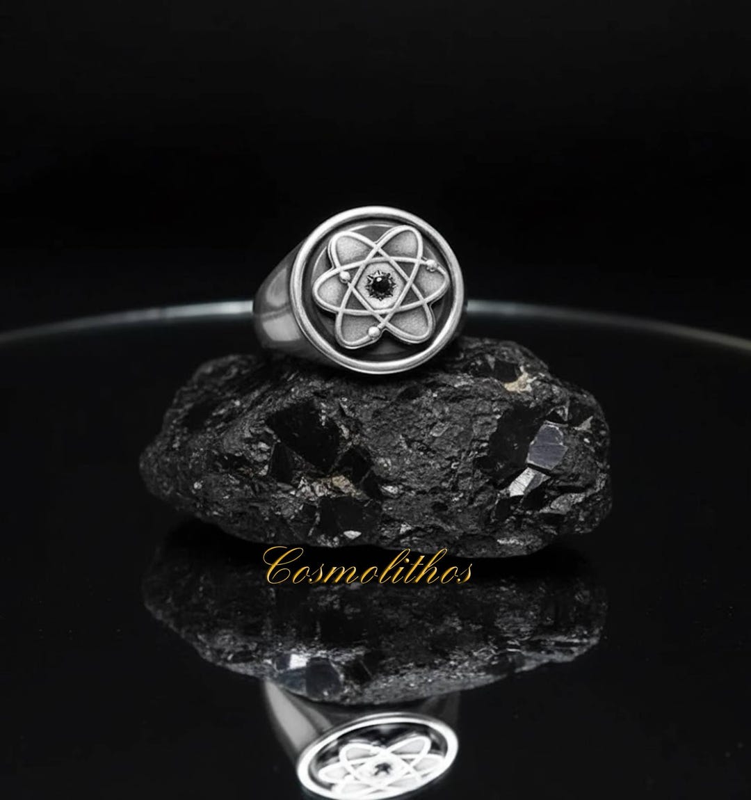 Atom Ring, Handmade Sterling Silver Science Symbol Signet, Scientist ...