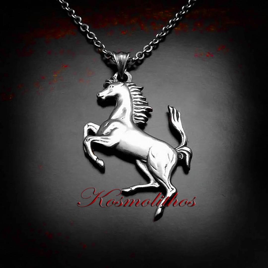 Ferrari Horse Sterling Silver Necklace Gift for Men, Ferrari Pendant ...