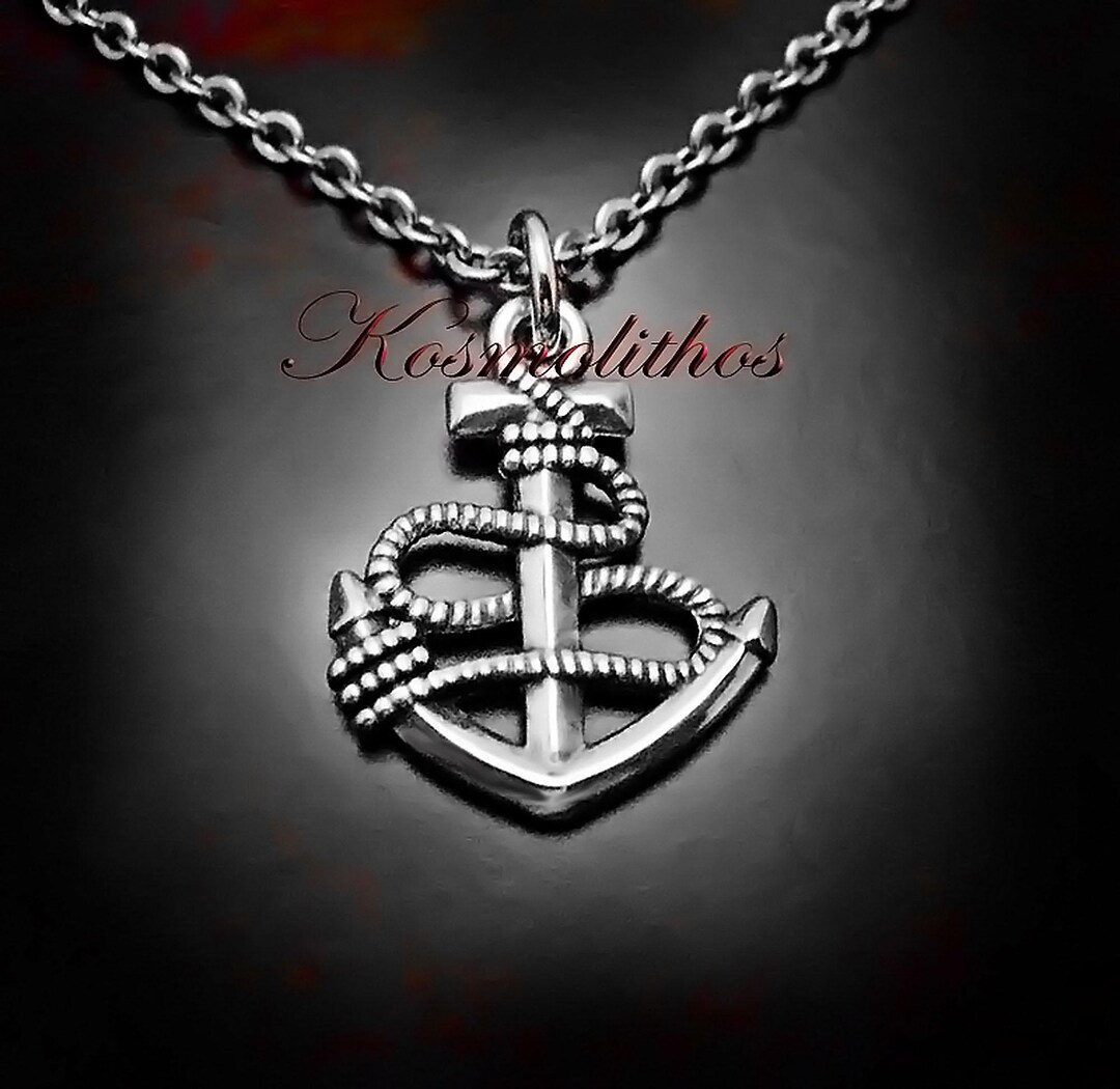 Mens Sterling Silver Anchor Necklace, Nautical Sailor Pendant - Etsy