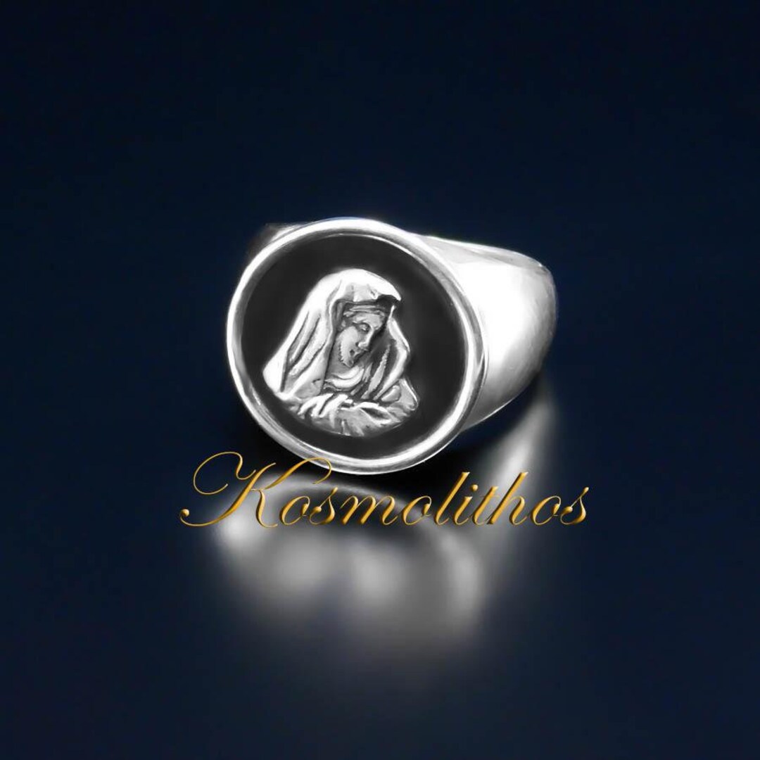 Sterling Silver Mother Mary Ring, Holy Mary Ring Gift for Him for Her ...