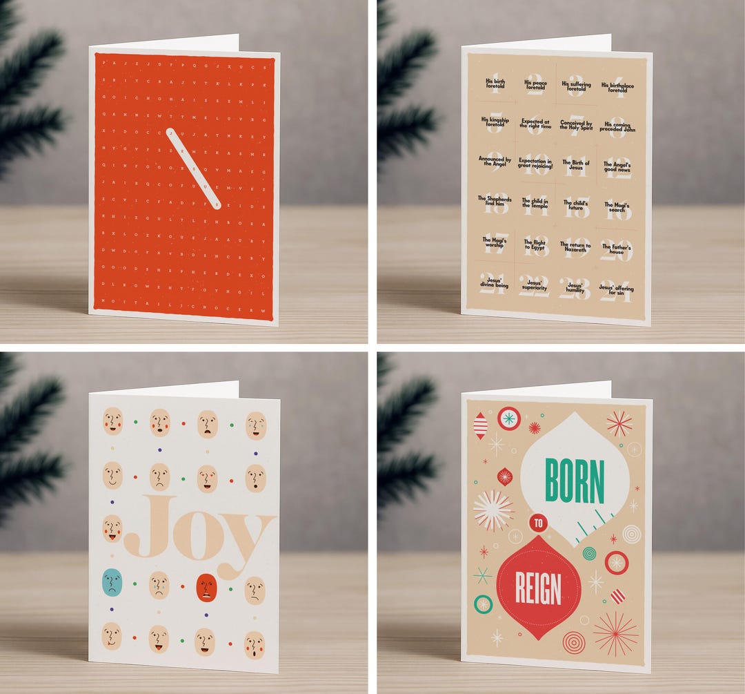 Christian Christmas Card Set of 4 | Scripture Greeting Card Bundle ...