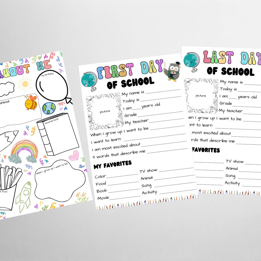 DIGITAL. BACK to SCHOOL Printable. First Day, Last Day, All About Me ...