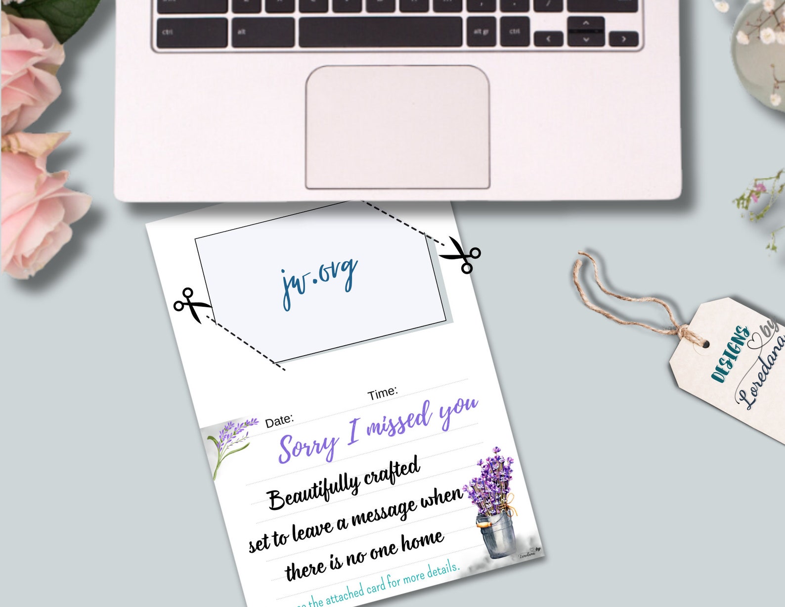 JW 'sorry I Missed You' Note & Card Holder 12 Lavender-themed Printable ...