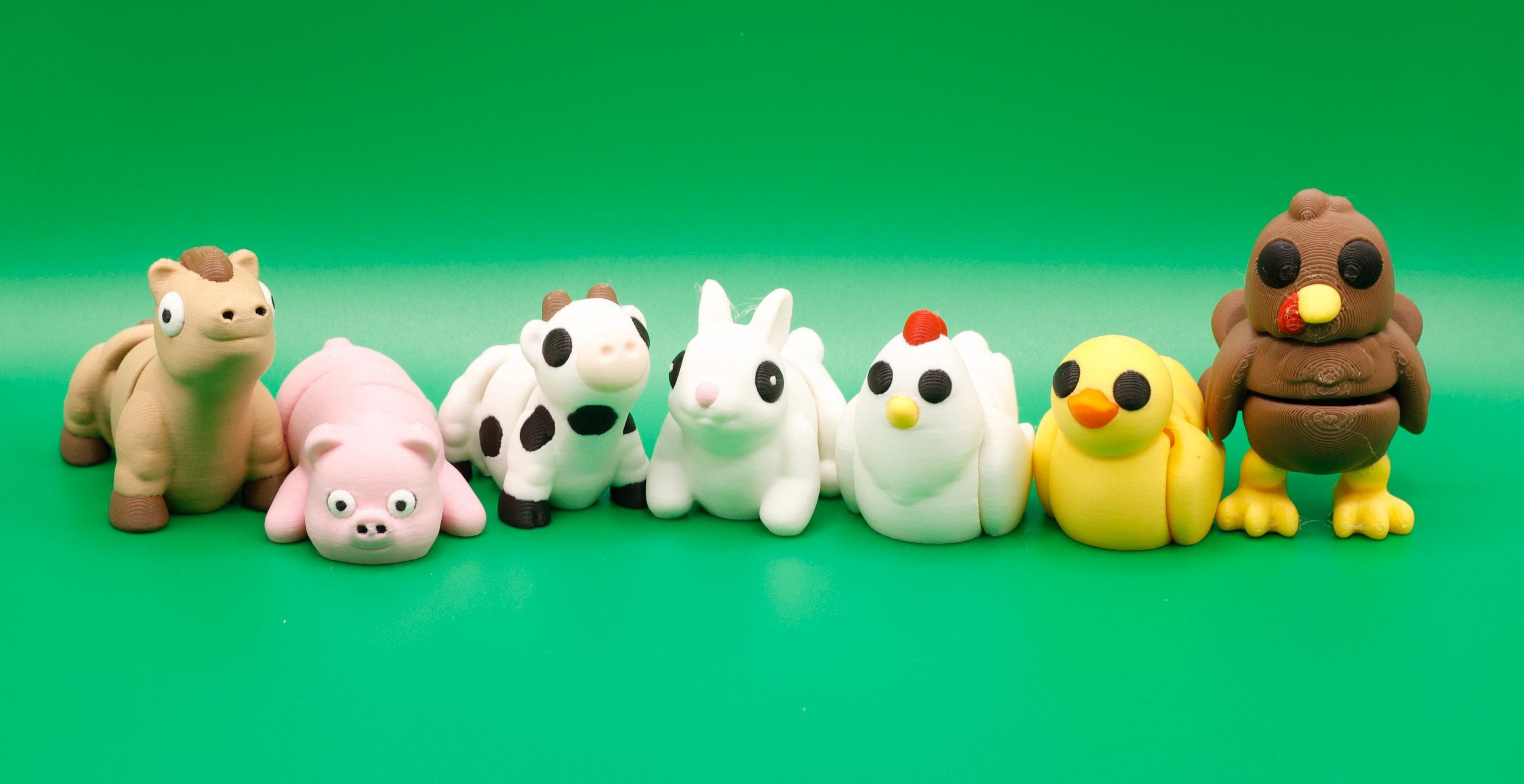 Tiny Farm Animal Set/ 3D Printed/ Fidget Toy/ Cow / Horse/ Pig/ Chicken ...