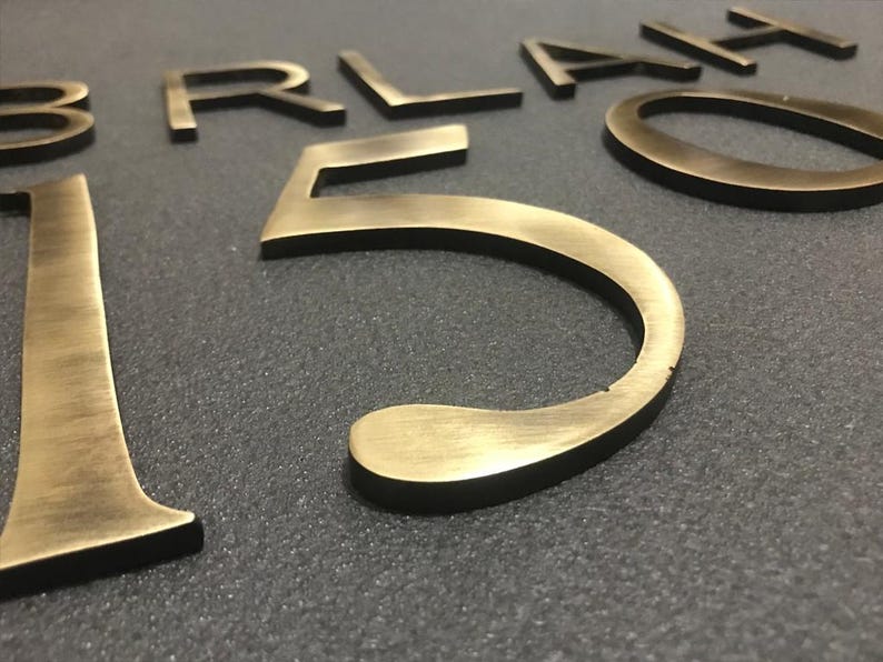 Custom Antique Brass Letters | Solid Cast House Name & Number Sign ...