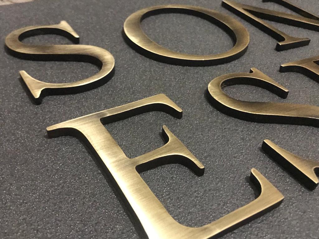 Custom Antique Brass Letters | Solid Cast House Name & Number Sign ...