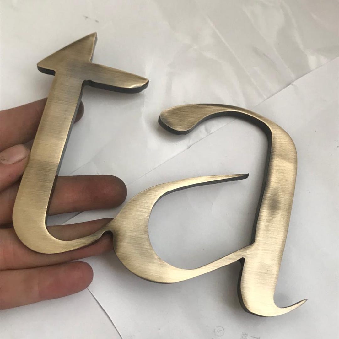 Antique Aged Brass Letters - Cast Brass Letters - Brushed Brass Letters ...