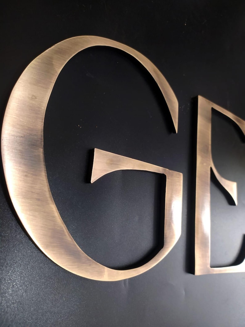 Handmade Antique Brass Letters Custom Sign — Solid Cast Metal Vintage ...