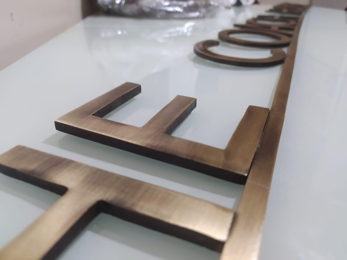 Custom Brass Letters With Underline — Handmade Solid Cast Metal ...
