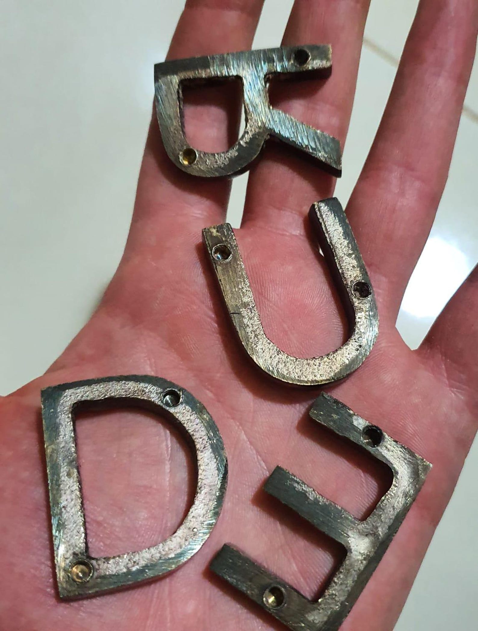 Antique Aged Brass Letters - Cast Brass Letters - Brushed Brass Letters ...