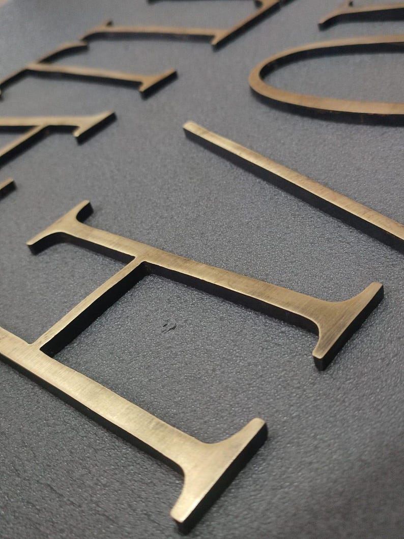 Handmade Antique Brass Letters Custom Sign — Solid Cast Metal Vintage ...